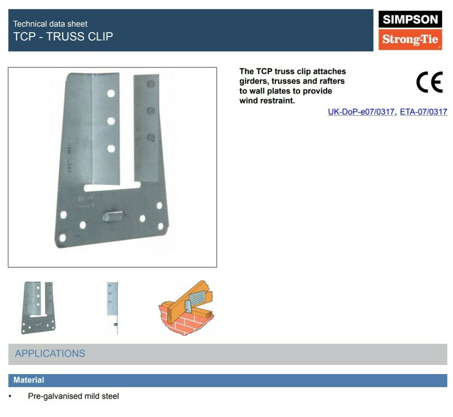 10 x Simpson Strong-Tie Truss Clip Girders Rafters 47mm TCP47 Pre-Galv ...